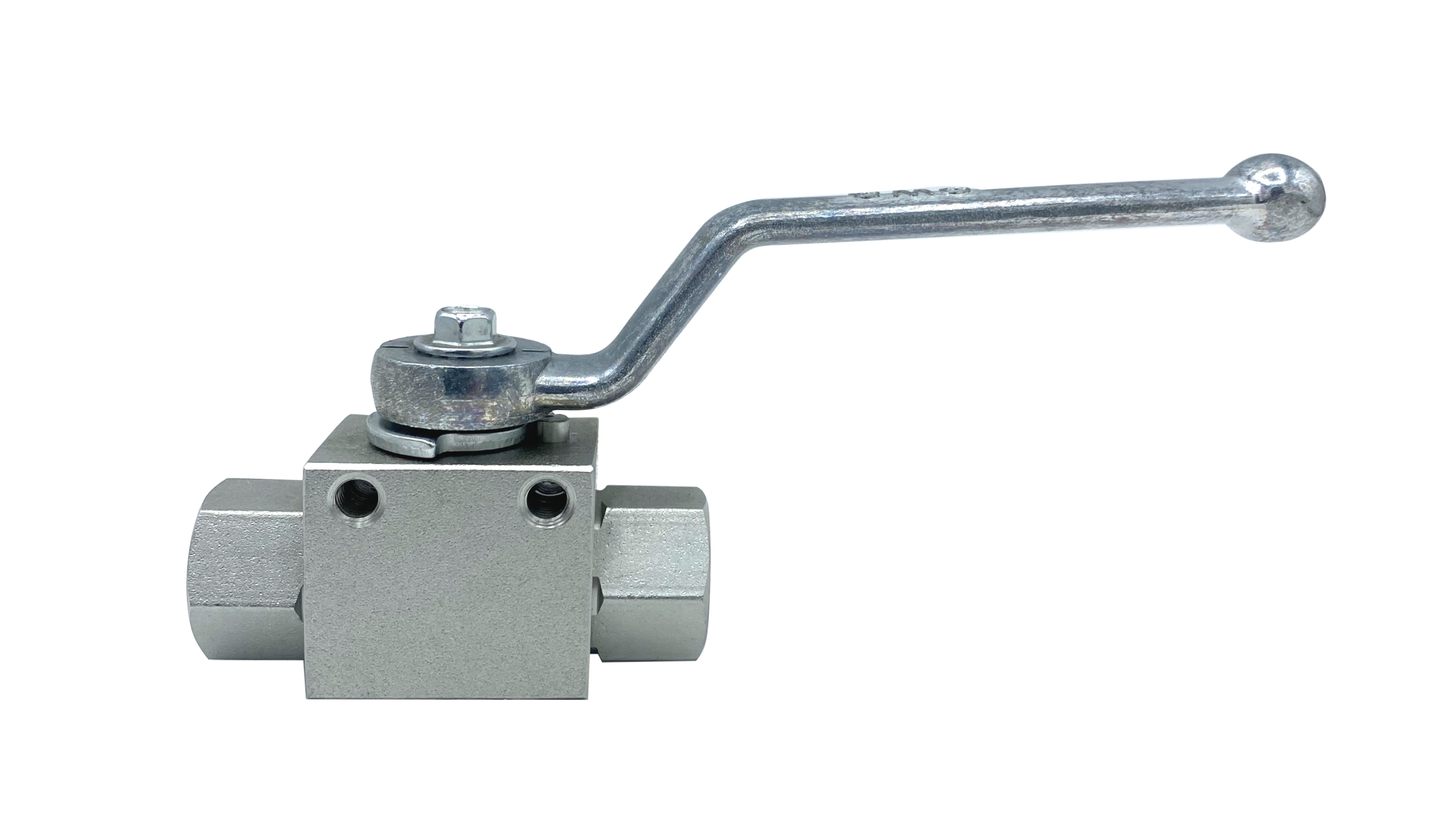 Hochdruck 2-Wege Kugelhahn IG G 1/2" PN 500 bar mit Befestigungsbohrung Stahl verzinkt | G 1/2 ...